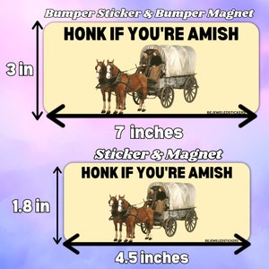 Honk If You're Amish Funny Sticker, Bumper Sticker and Magnet - Etsy