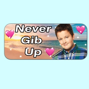 Never Gib up | Funny Nostalgic Motivational Meme Gen Z Sticker, Bumper ...