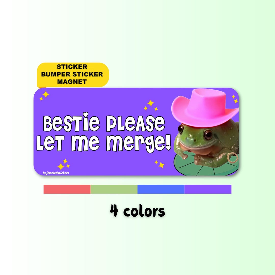 Bestie Please Let Me Merge | Cute Cowboy Frog Meme Sticker, Funny ...