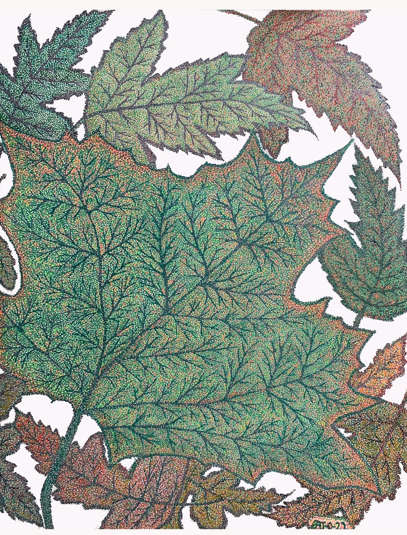 Art Leaf Pointillism - Etsy