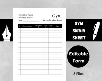 Gym Signin Form - Etsy