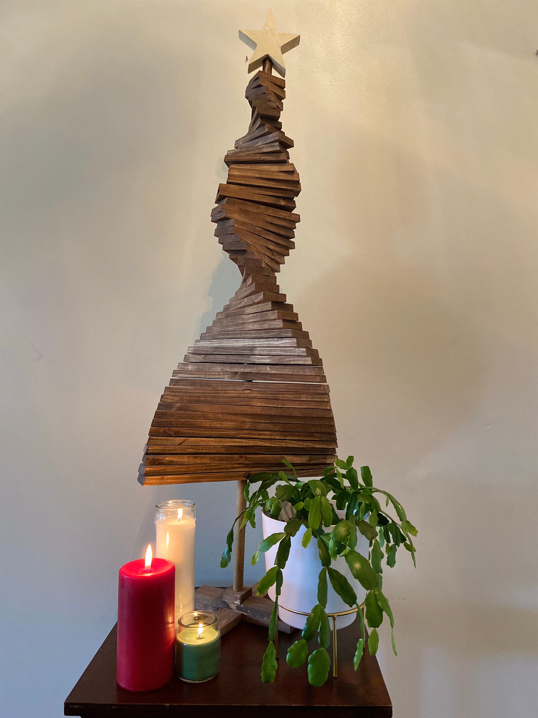 Rustic Wood Spiral Christmas Tree Stained - Etsy