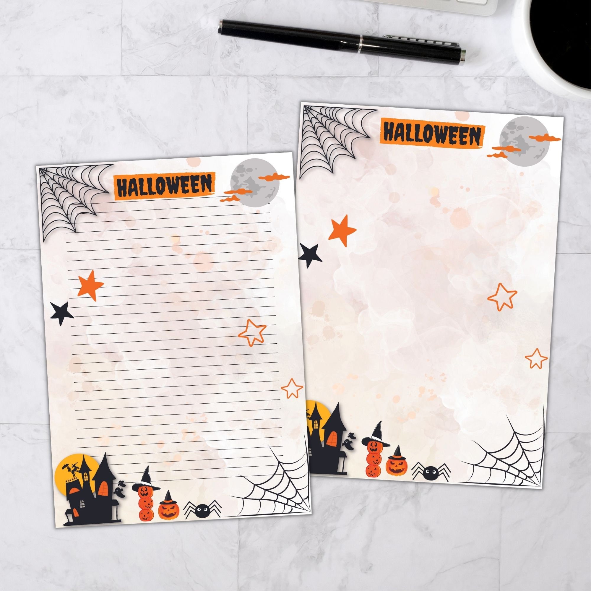 Trick or Treat Printable Stationery, Halloween Stationary Set, Letter ...