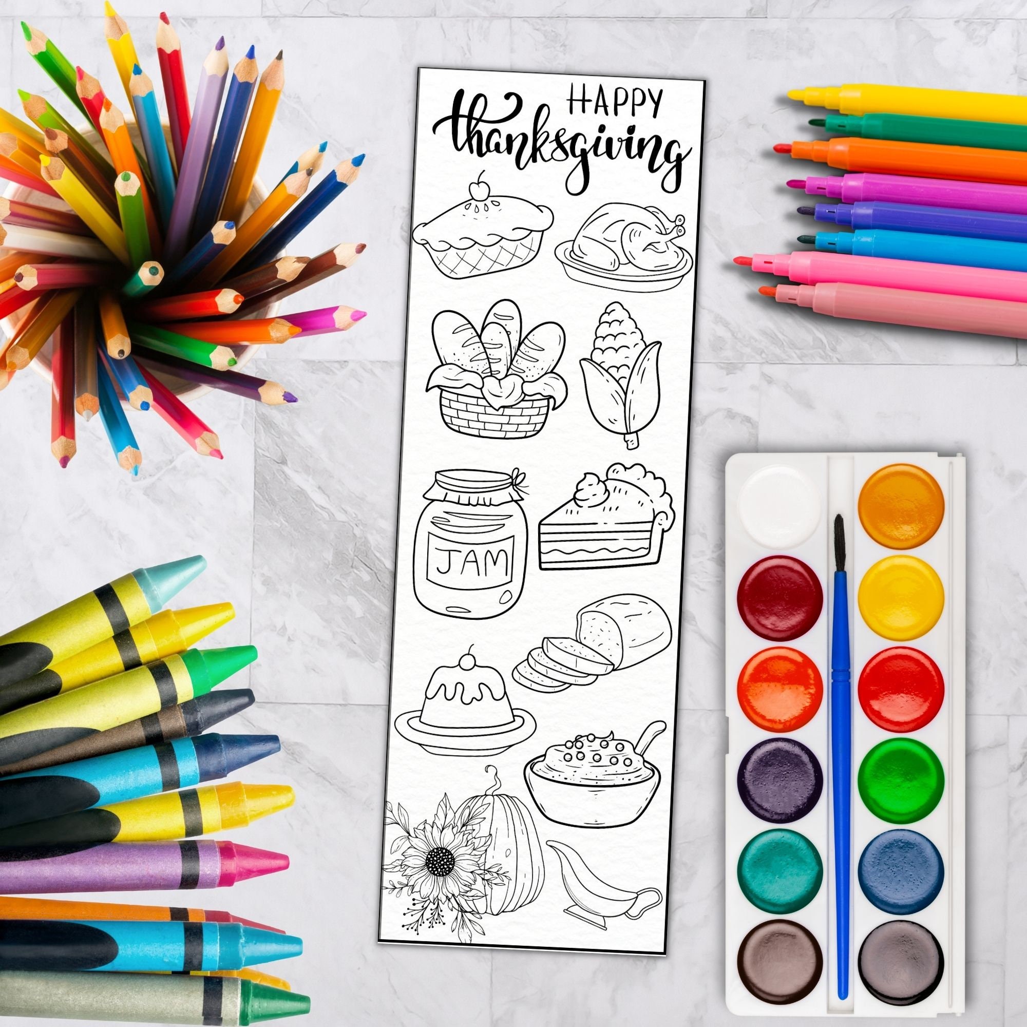 Printable Coloring Bookmarks, Thanksgiving Bookmarks, Color Your Own ...