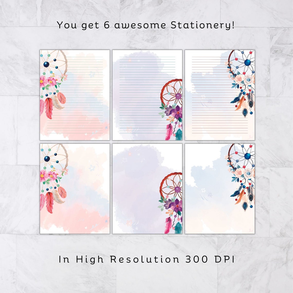 Dreamcatcher Printable Stationery, Letter Writing Paper, Printable ...