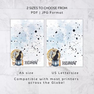 Halloween Printable Stationery, Black Cat Stationery, Letter Writing ...