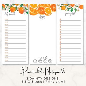 Citrus Printable Notepad Bundle Daily Schedule, Notes, and Grocery List ...