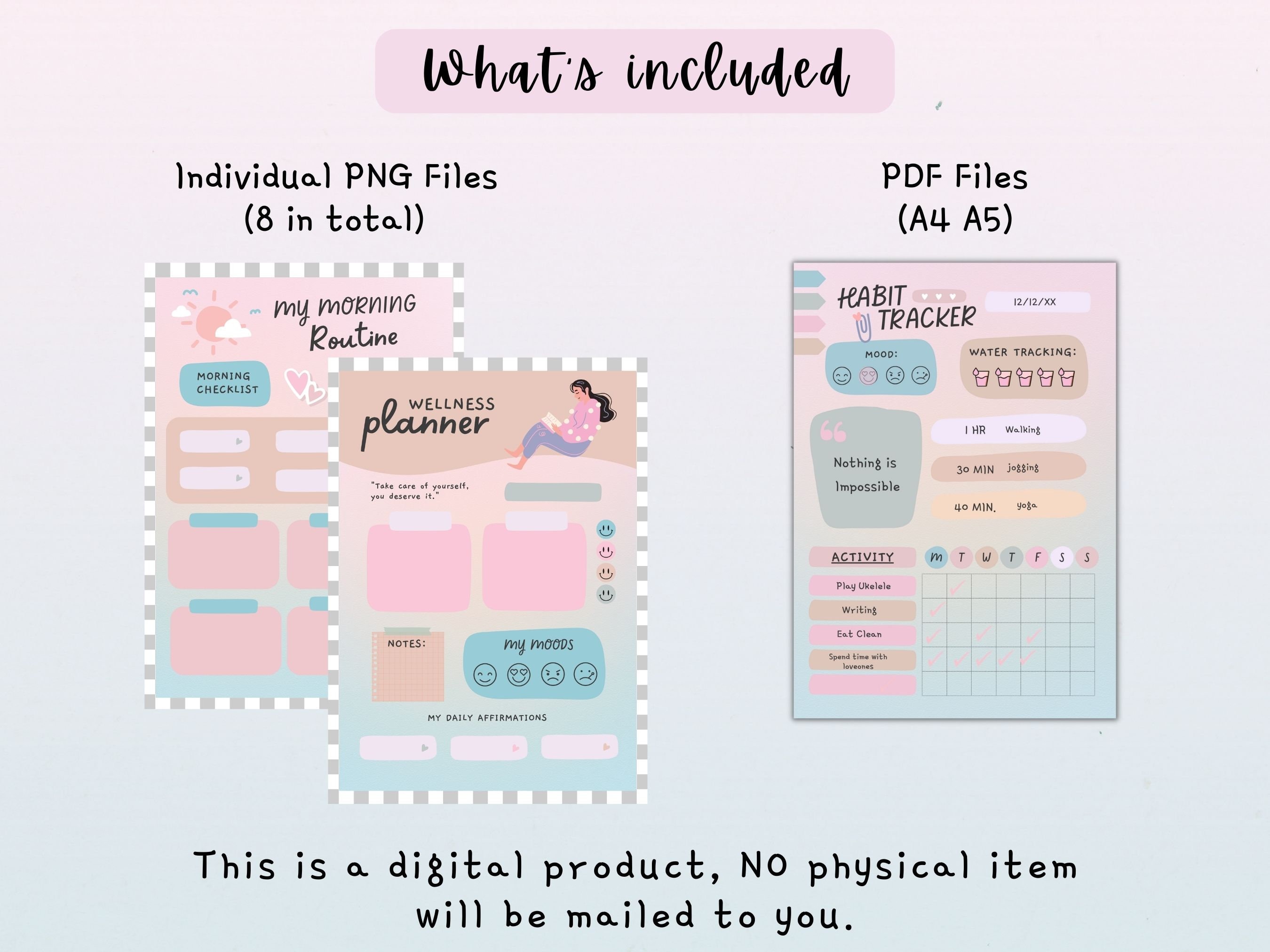 Daily Weekly Monthly Printable Planner, Habit Tracker, Morning Routine ...