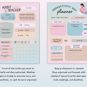 Daily Weekly Monthly Printable Planner, Habit Tracker, Morning Routine ...