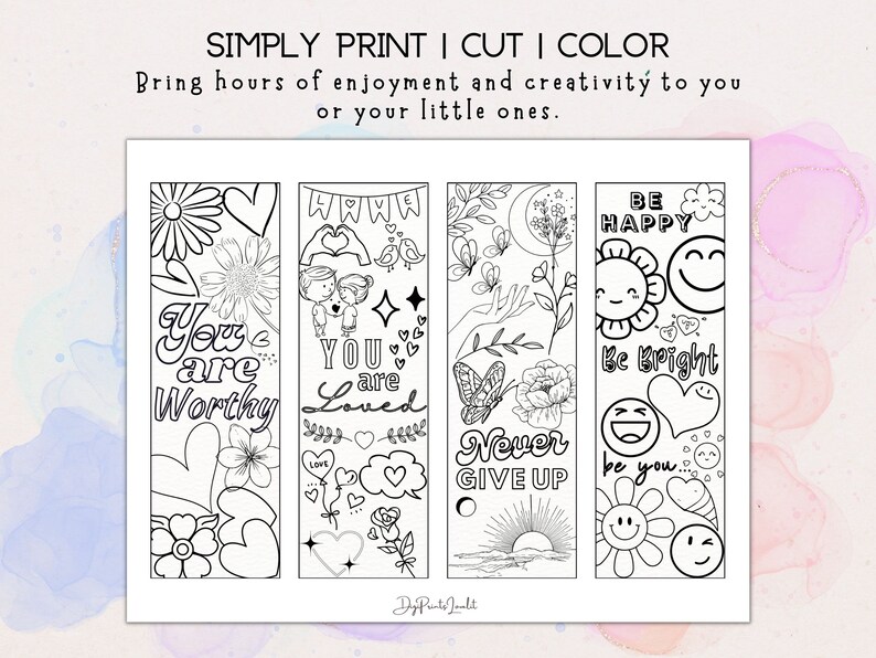 Printable Coloring Bookmarks Motivational Bookmarks Coloring - Etsy