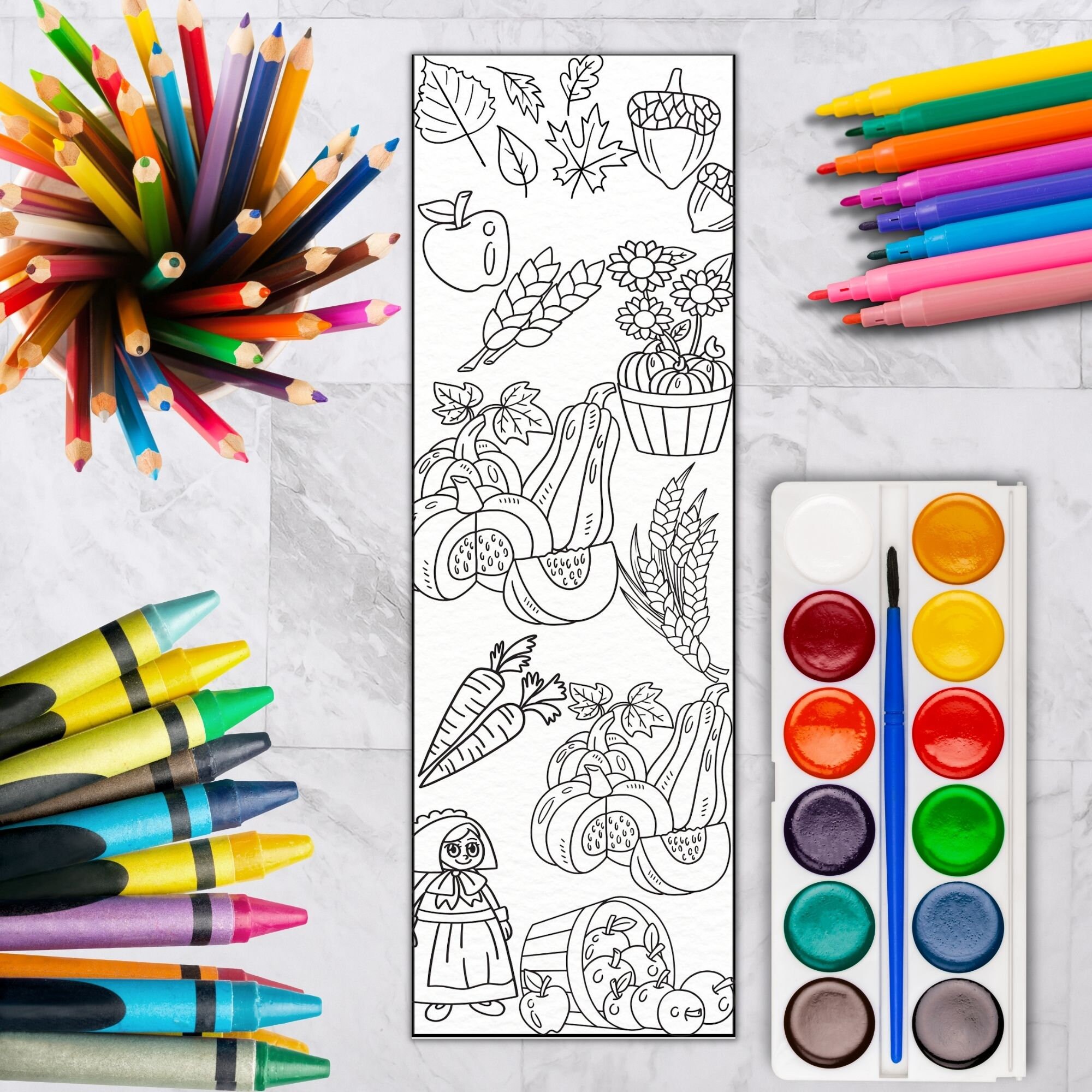Printable Coloring Bookmarks, Thanksgiving Bookmarks, Color Your Own ...