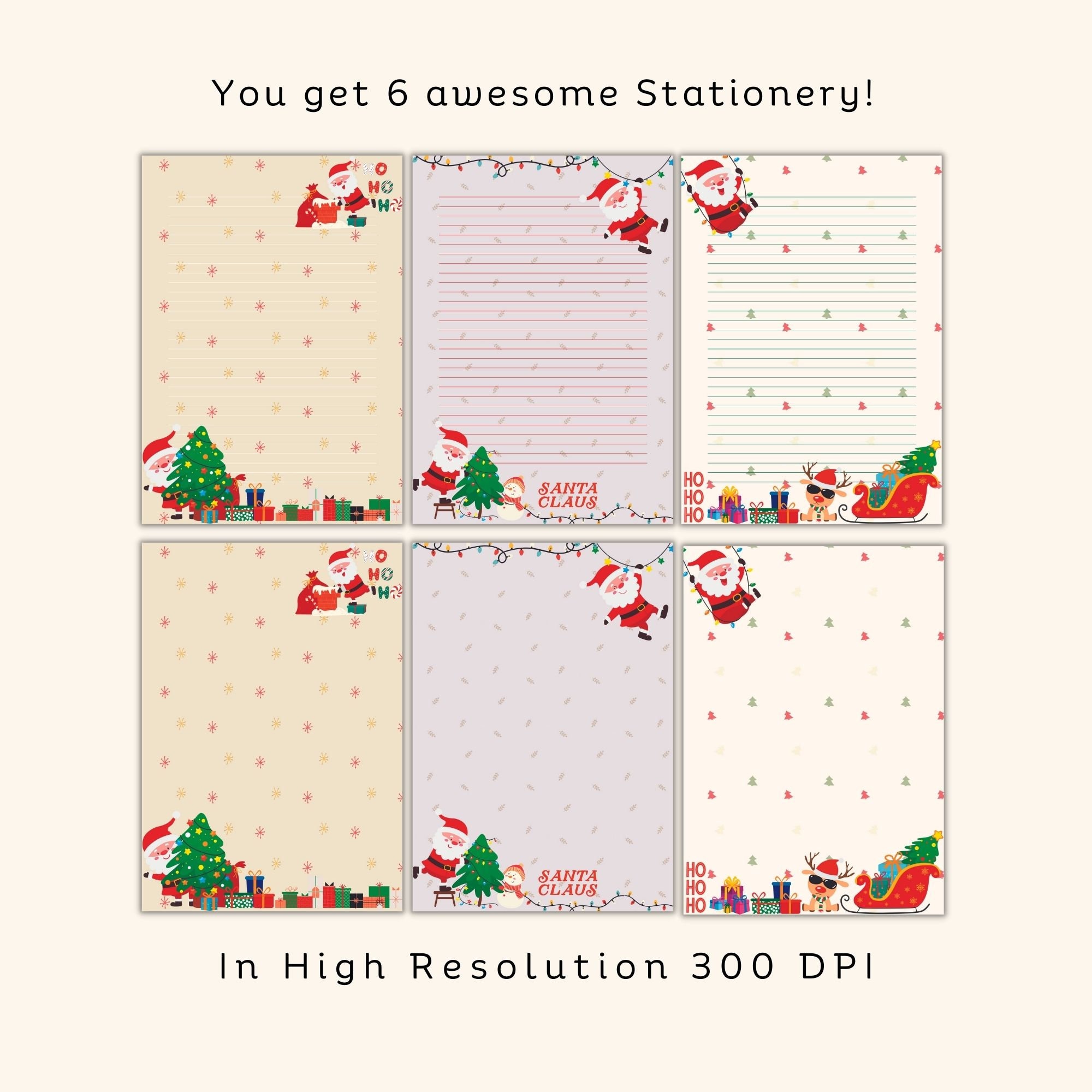 Santa Claus Christmas Printable Stationery, Cute Kids Letter Writing ...