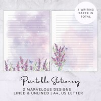Dragonfly Printable Stationery Cute Notepaper-floral Printable ...