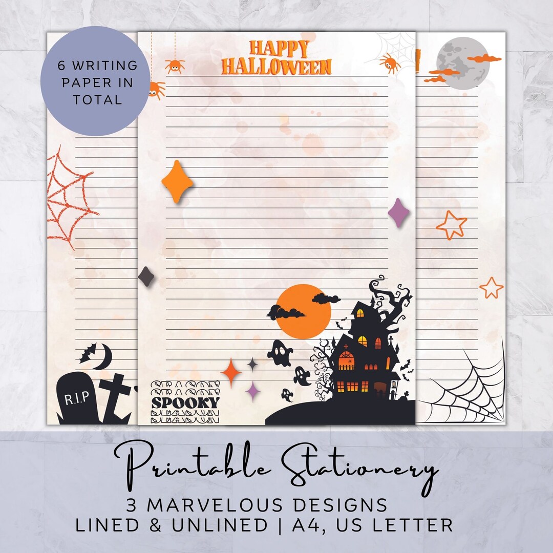Trick or Treat Printable Stationery, Halloween Stationary Set, Letter ...