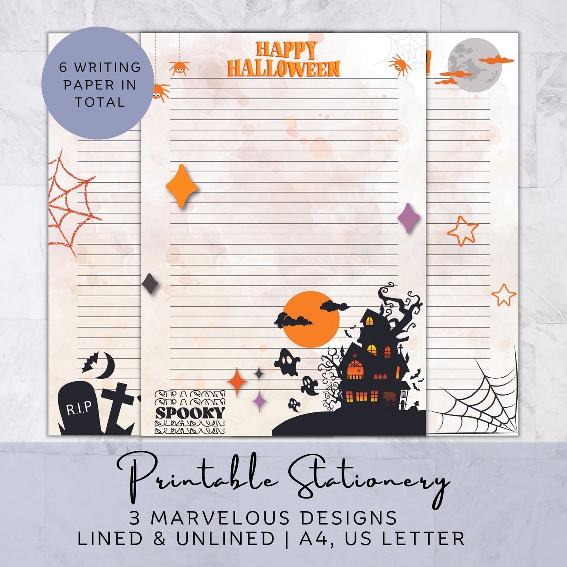 Trick or Treat Printable Stationery, Halloween Stationary Set, Letter ...