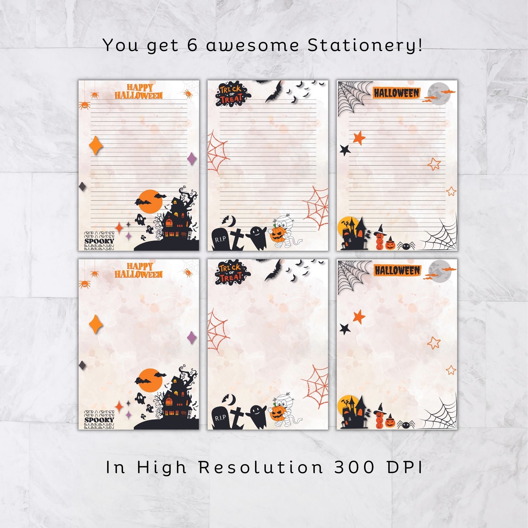 Trick or Treat Printable Stationery, Halloween Stationary Set, Letter ...
