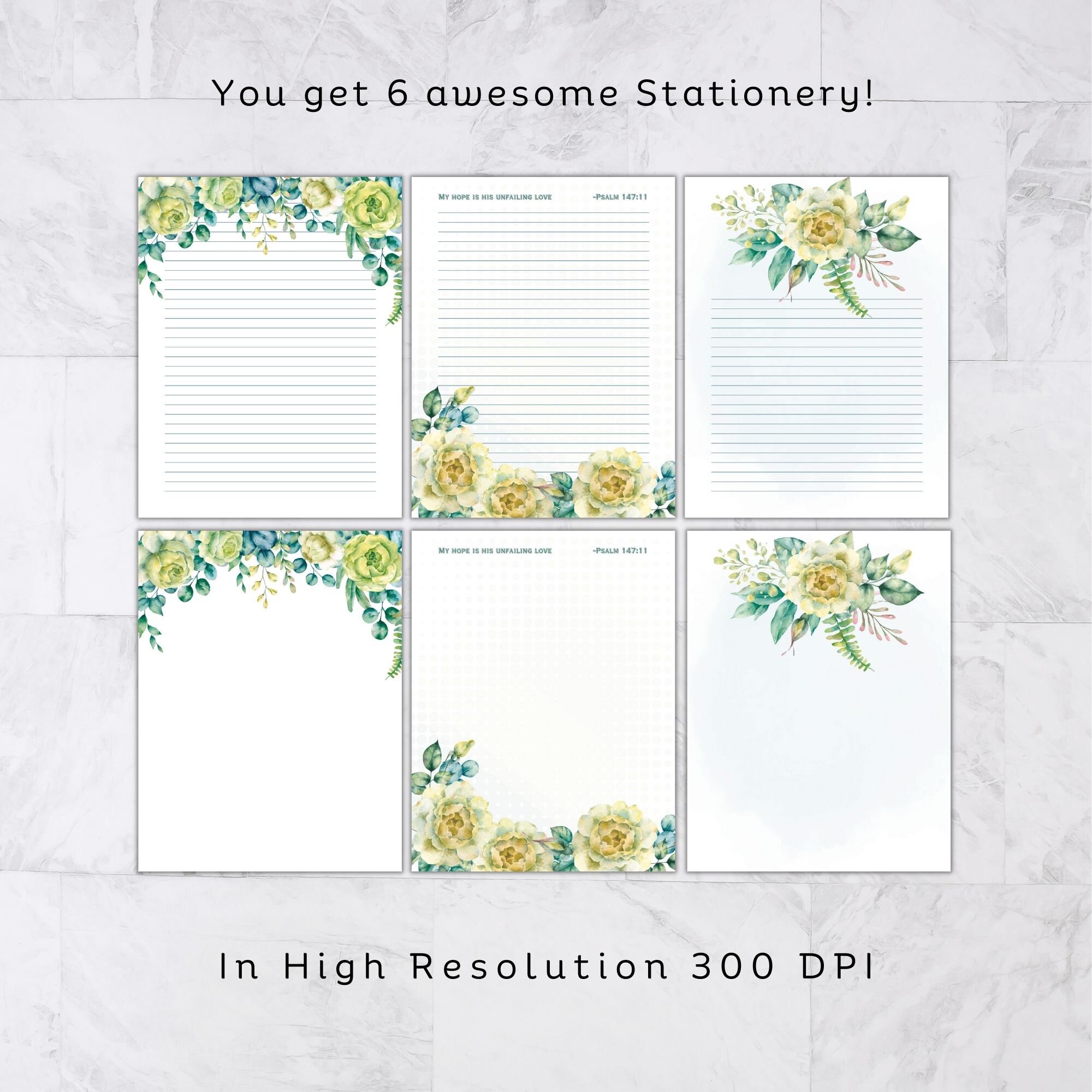 Printable White Flower Stationery, Letter Writing Paper, Lined Unlined ...