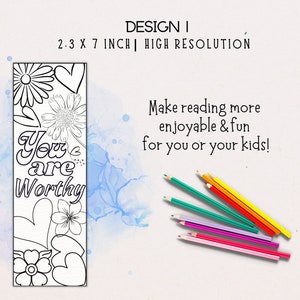Printable Coloring Bookmarks Motivational Bookmarks Coloring - Etsy