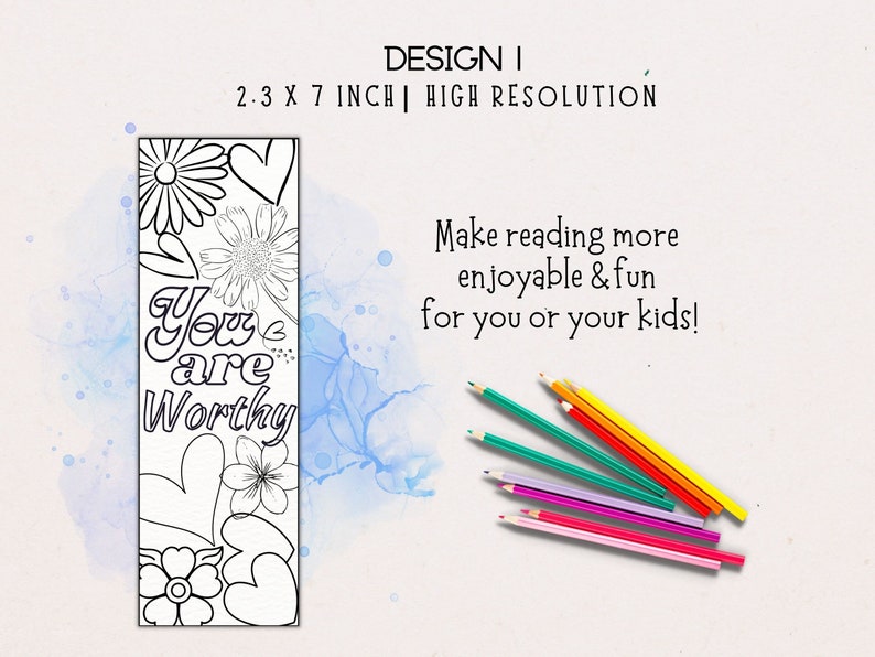Printable Coloring Bookmarks Motivational Bookmarks Coloring - Etsy
