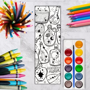 Printable Coloring Bookmarks, Mystical Bookmark Set, Adult Coloring ...