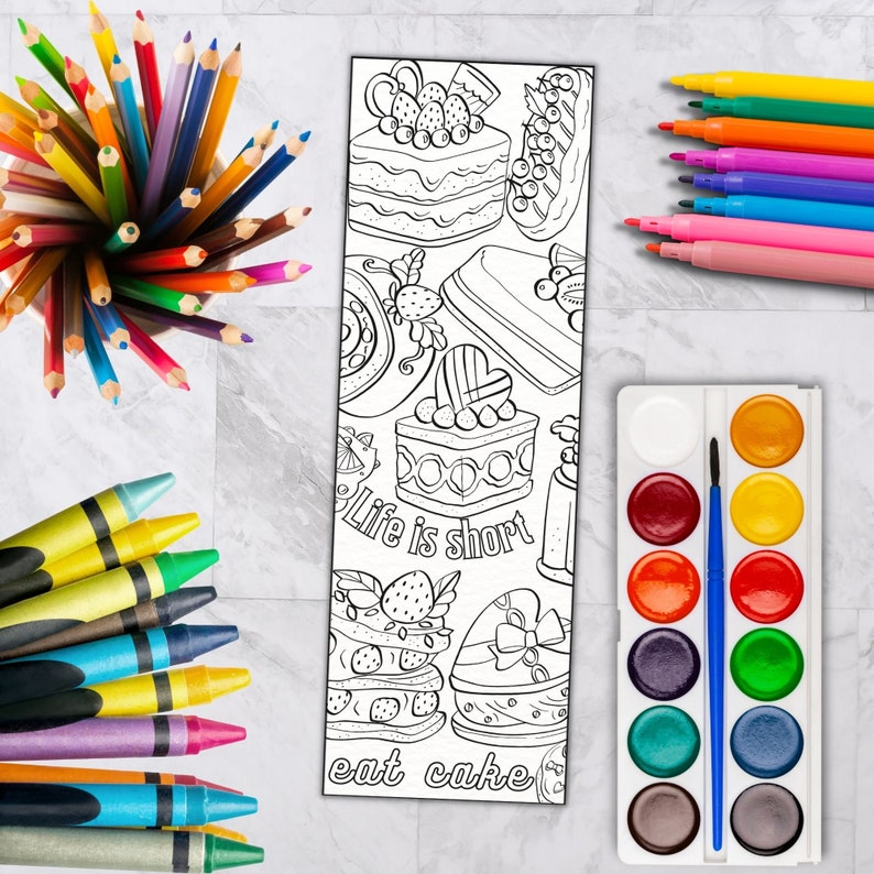 Printable Coloring Bookmarks, Cute Dessert Coloring Pages, Kids and ...