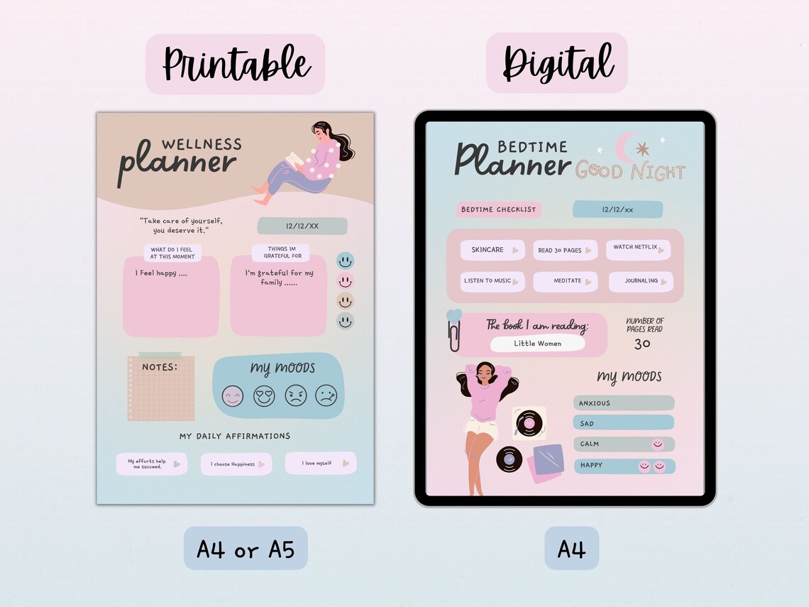 Daily Weekly Monthly Printable Planner, Habit Tracker, Morning Routine ...