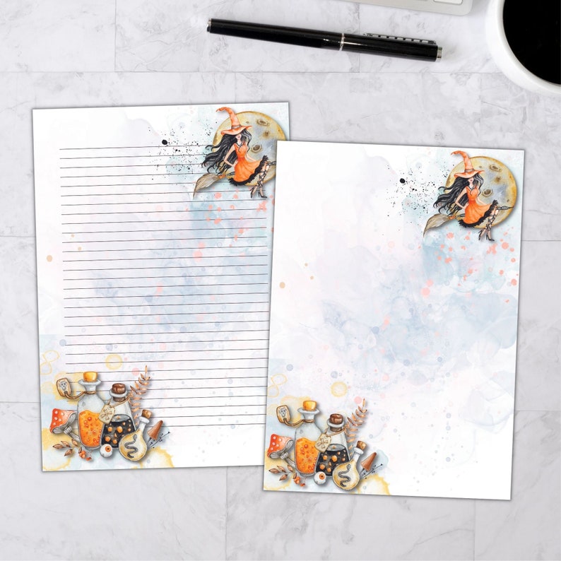 Halloween Printable Stationery, Black Cat Stationery, Letter Writing ...