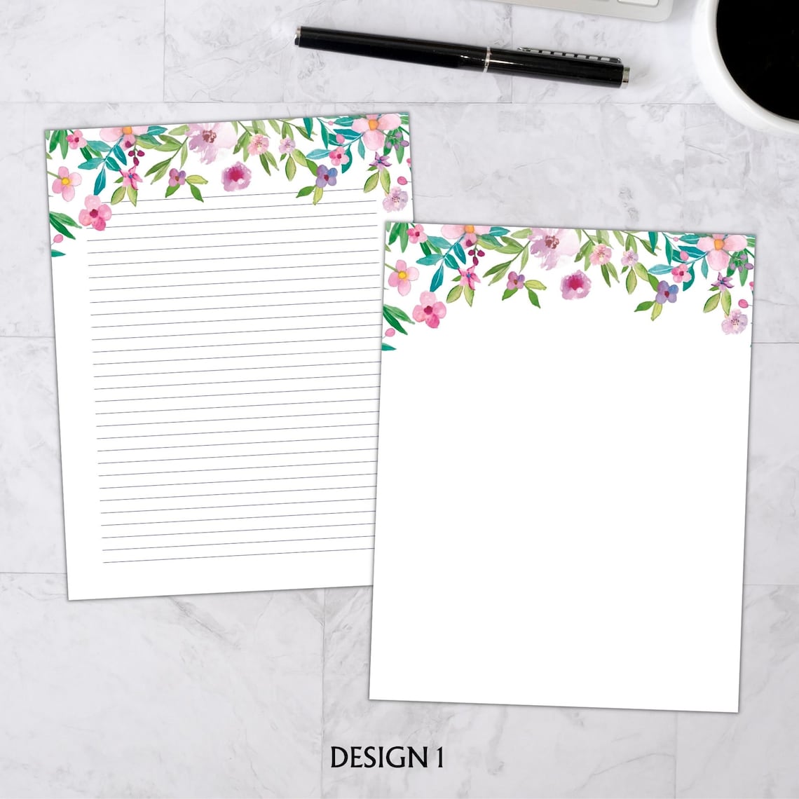 Printable Wildflower Stationery, Letter Writing Paper, Lined Unlined ...