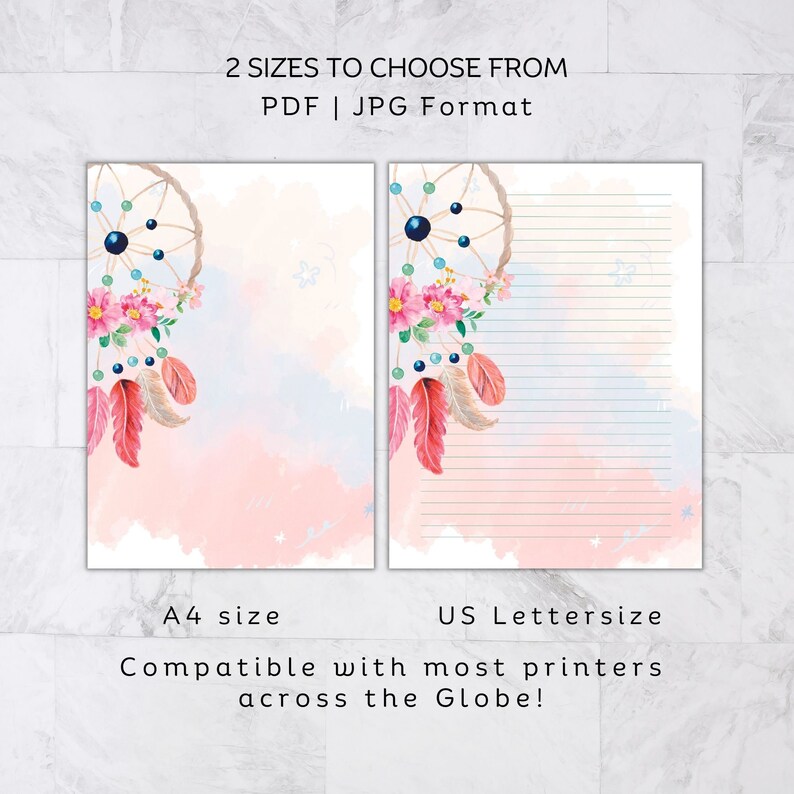 Dreamcatcher Printable Stationery, Letter Writing Paper, Printable ...