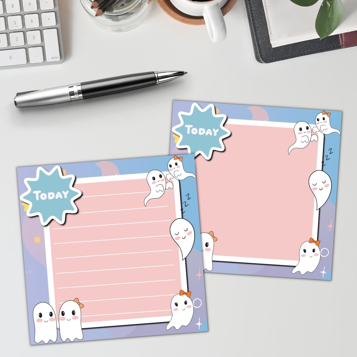 Halloween Printable Notepad Cute Ghost Memo Pad Lined - Etsy