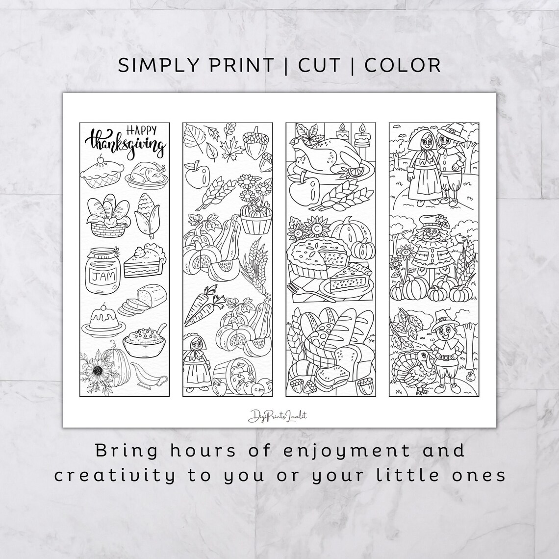 Printable Coloring Bookmarks Thanksgiving Bookmarks Color - Etsy