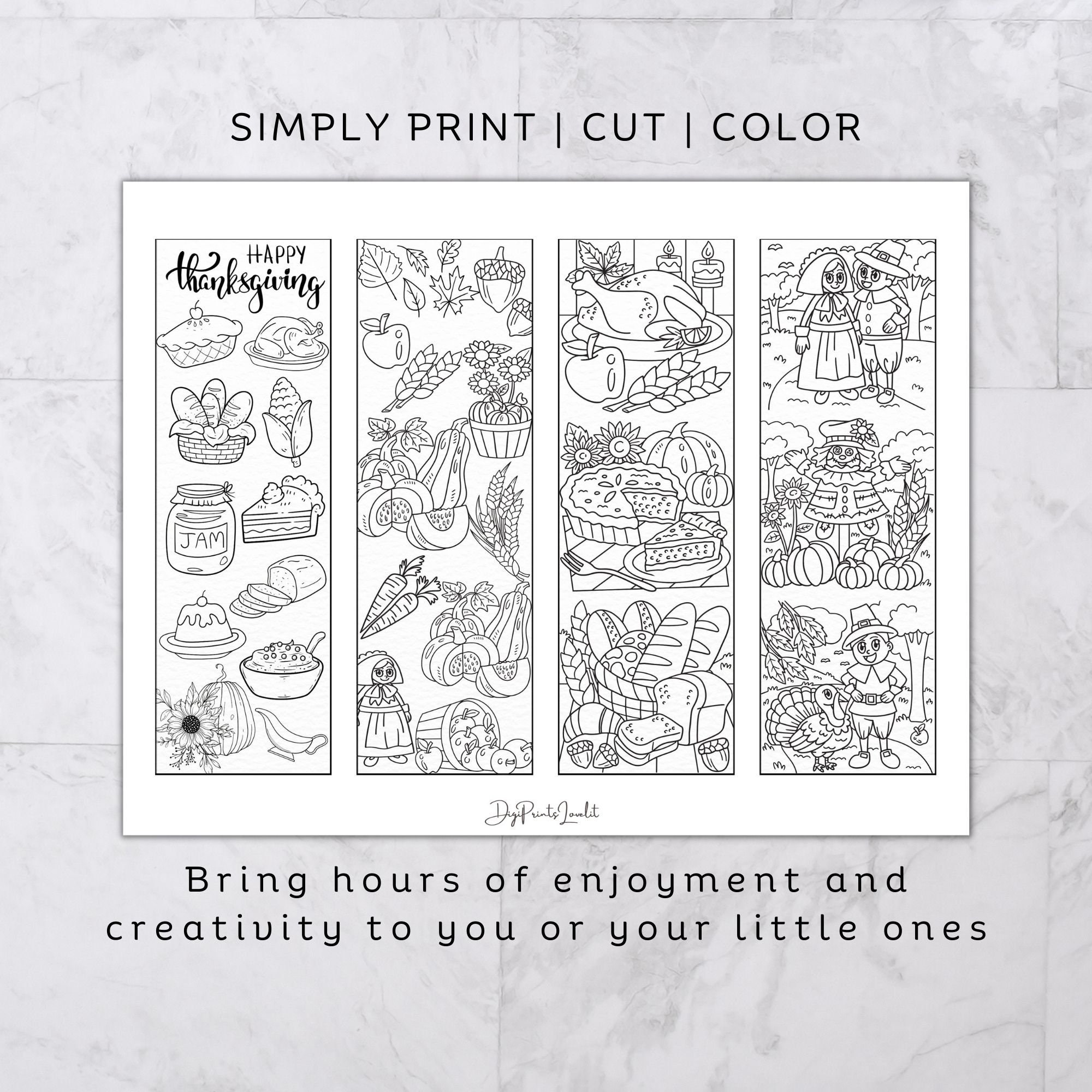 Printable Coloring Bookmarks, Thanksgiving Bookmarks, Color Your Own ...