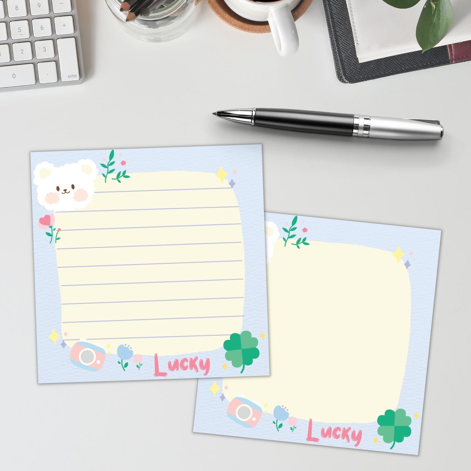 Cute Bear Printable Memo Pad, Digital Notepad, Pretty Sticky Notes ...