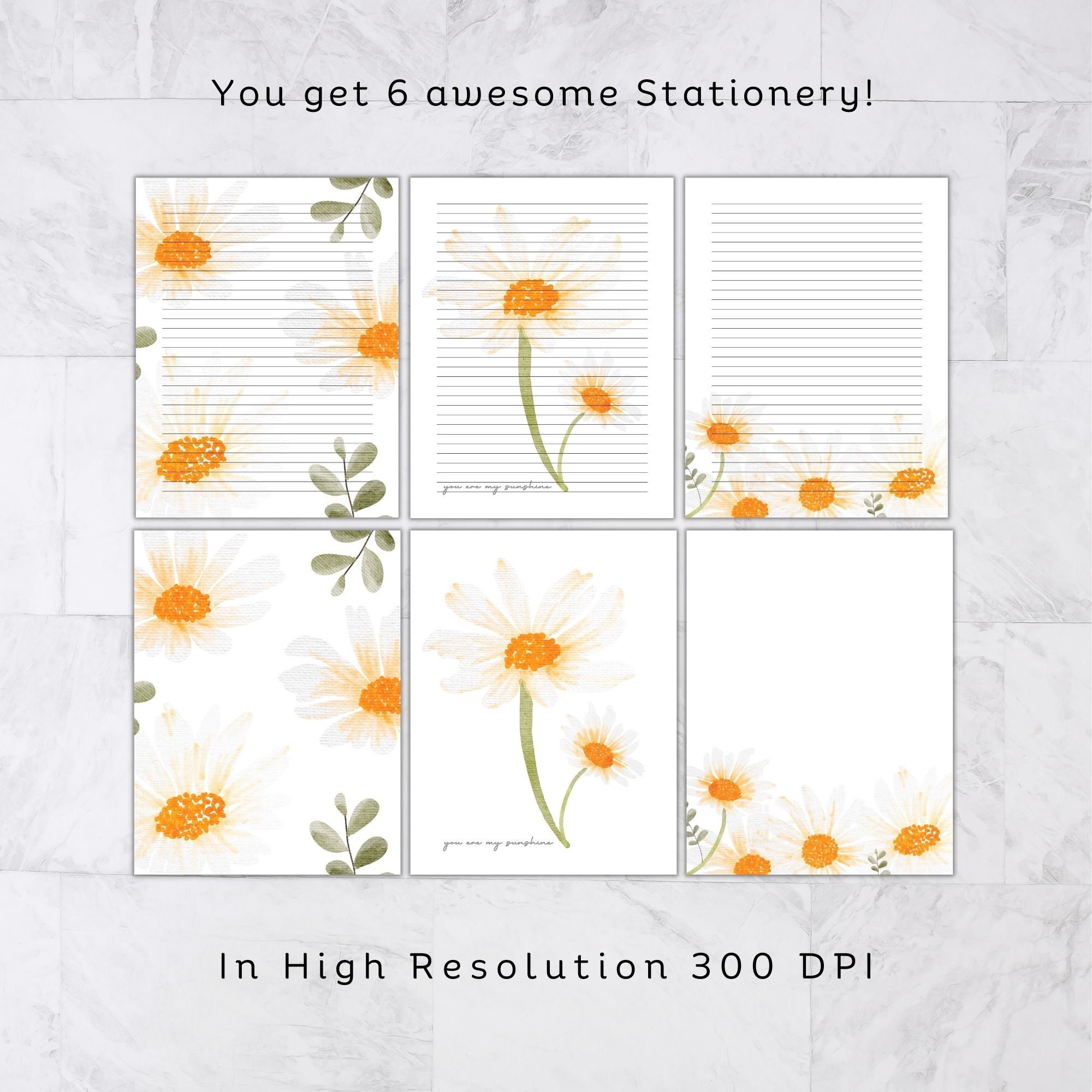 Printable Cute Daisy Stationery, Letter Writing Paper, Line & Unlined ...