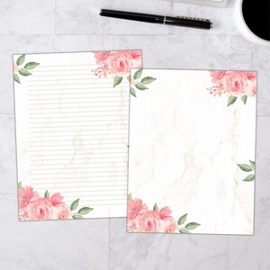 Printable Stationery Pink Roses, Letter Writing Paper, Lined Stationary ...