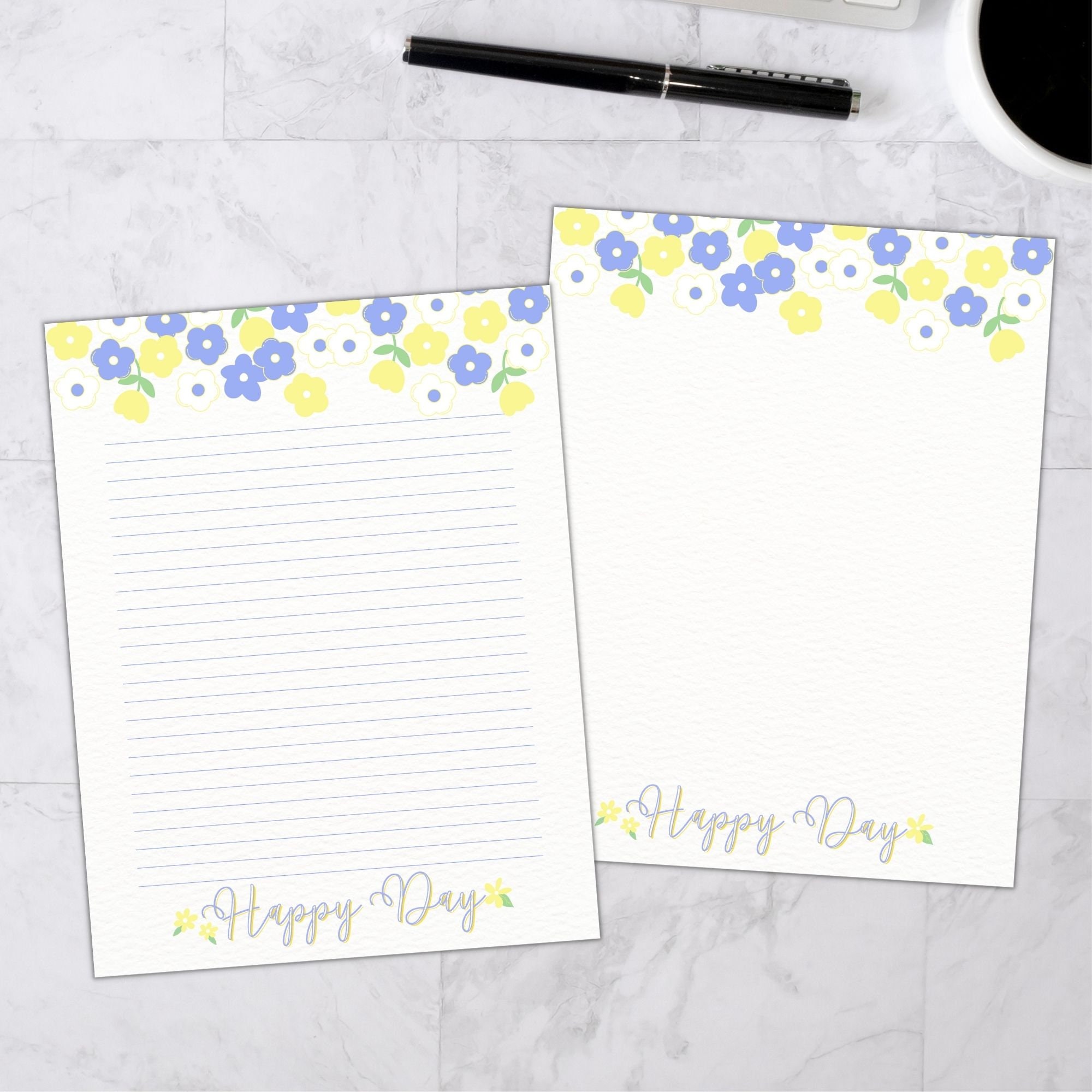 Cute Flower Printable Stationery, Kawaii Kids Stationary, Letter ...