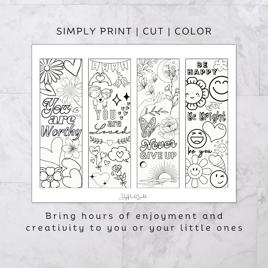 Printable Coloring Bookmarks, Motivational Quotes Bookmarks, Adult ...