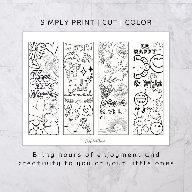 Printable Coloring Bookmarks, Motivational Quotes Bookmarks, Adult ...