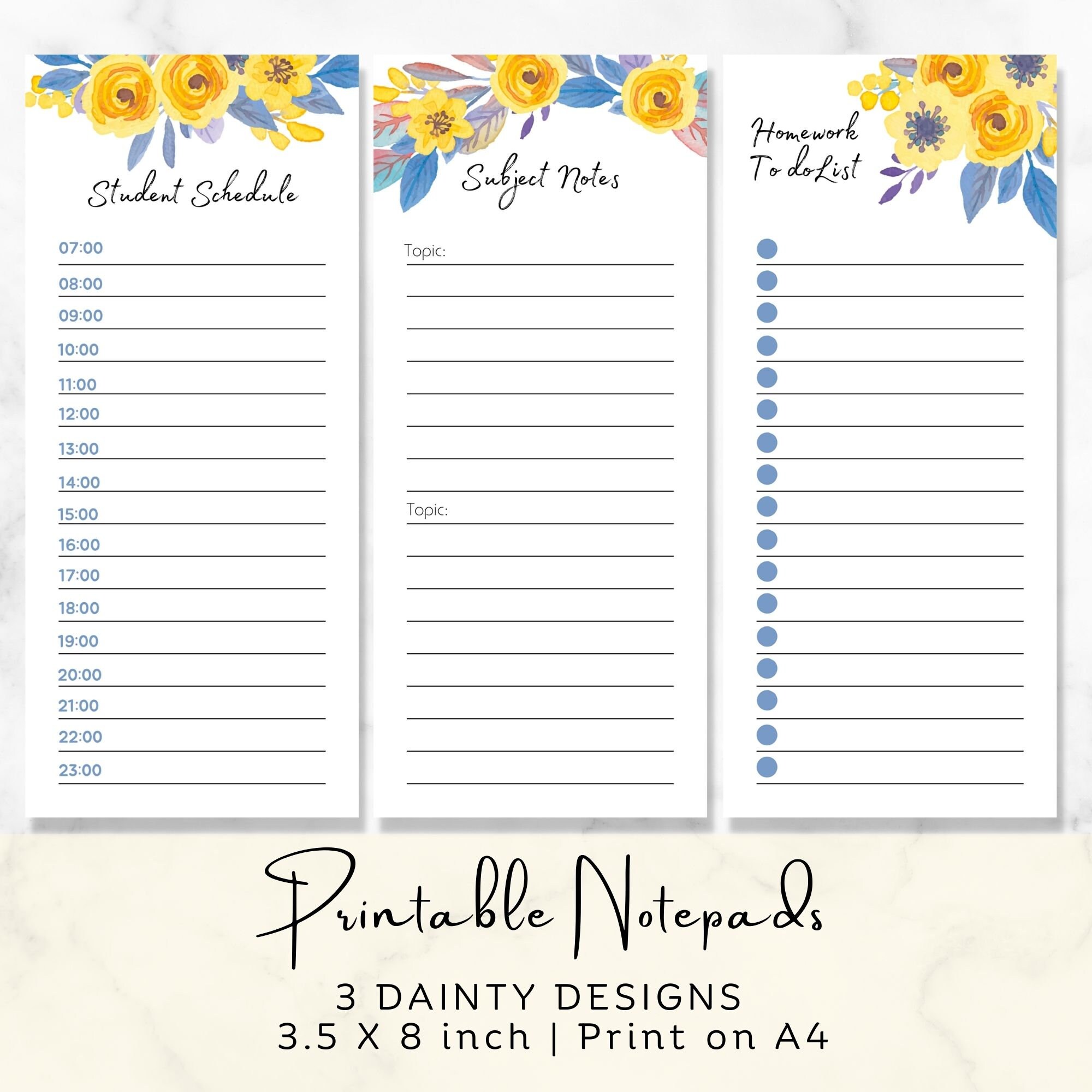 Printable Student Planner for Schedule, Subject Notes, and Homework ...