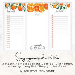 Citrus Printable Notepad Bundle Daily Schedule, Notes, and Grocery List ...