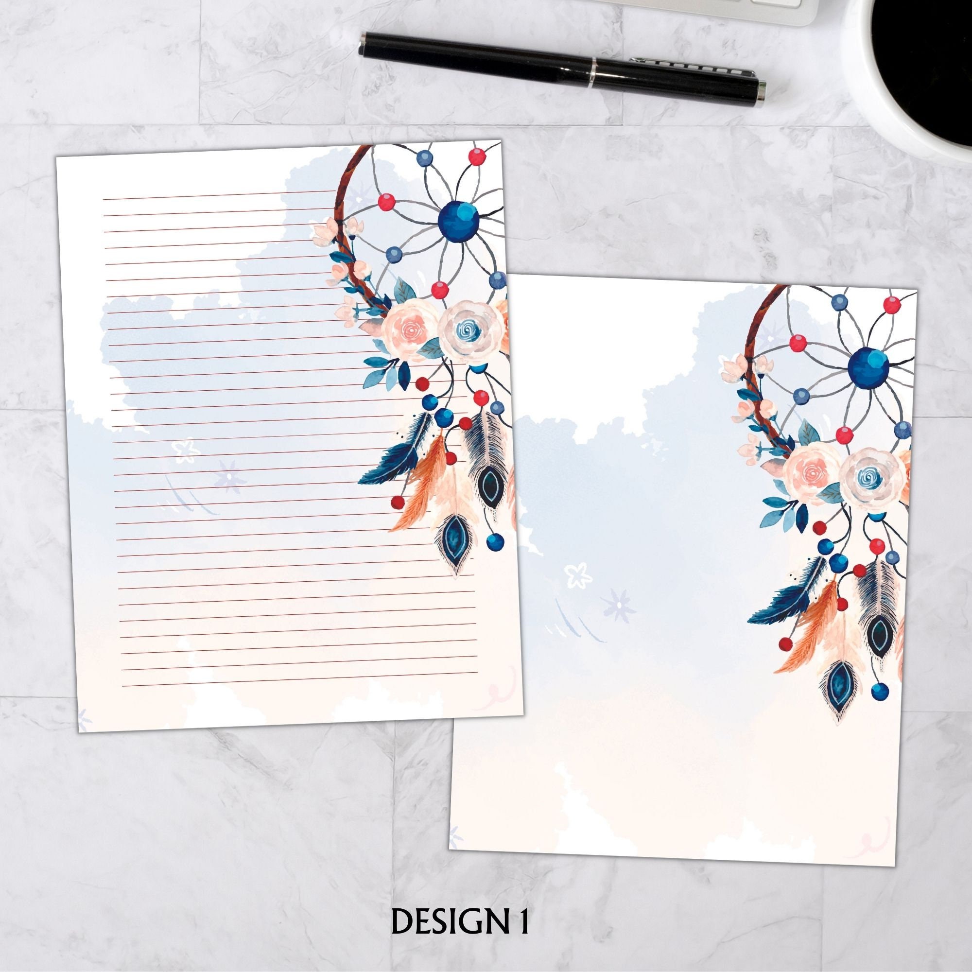 Dreamcatcher Printable Stationery, Letter Writing Paper, Printable ...