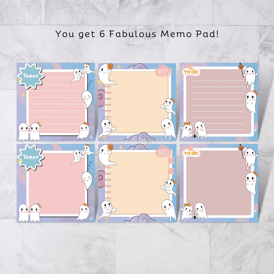 Halloween Printable Notepad Cute Ghost Memo Pad Lined - Etsy