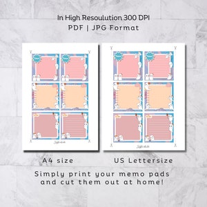 Halloween Printable Notepad Cute Ghost, Memo Pad Lined Unlined, Digital ...