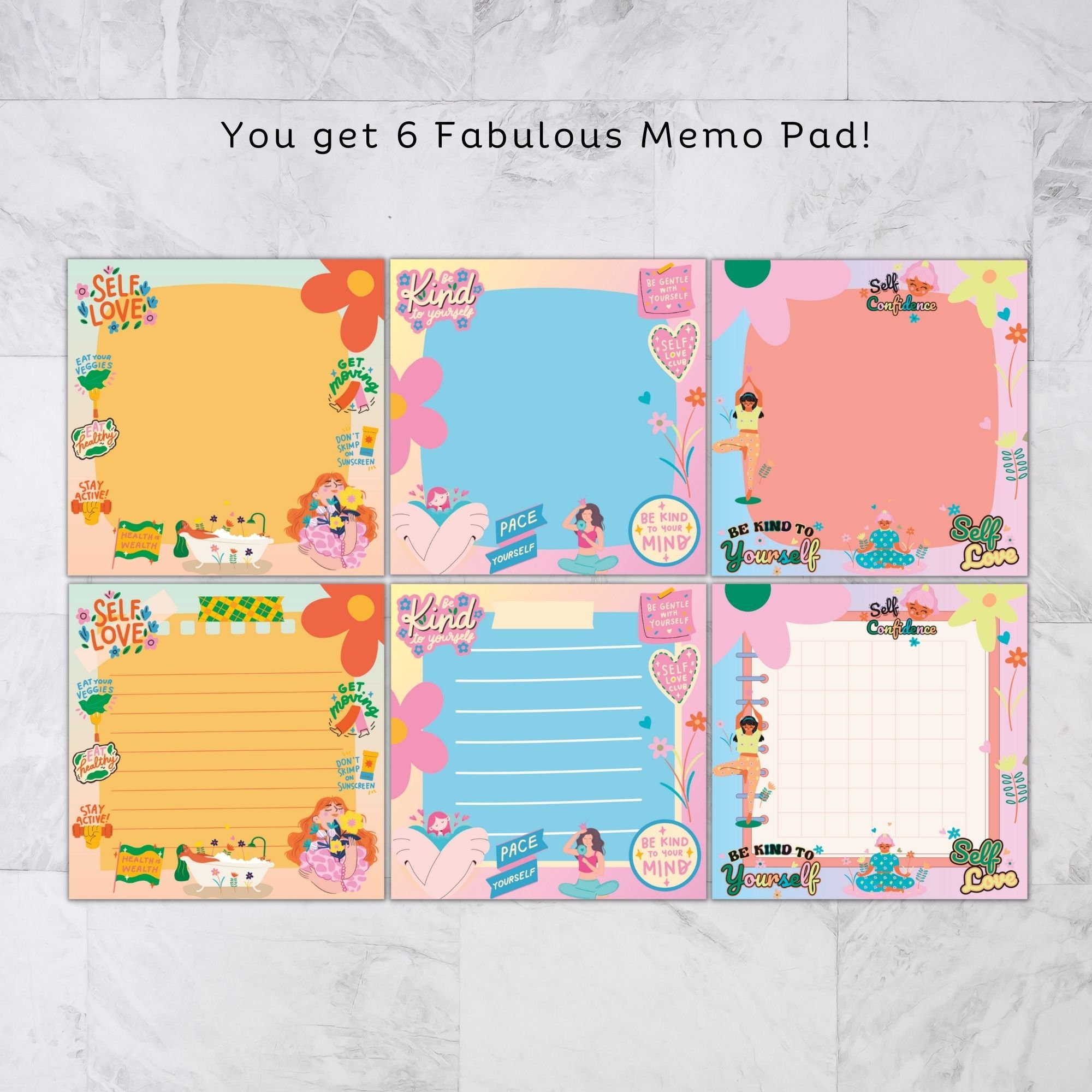 Self Love Memo Pad Printable, Kawaii Memo Sheet, Pastel Cute Notepad ...