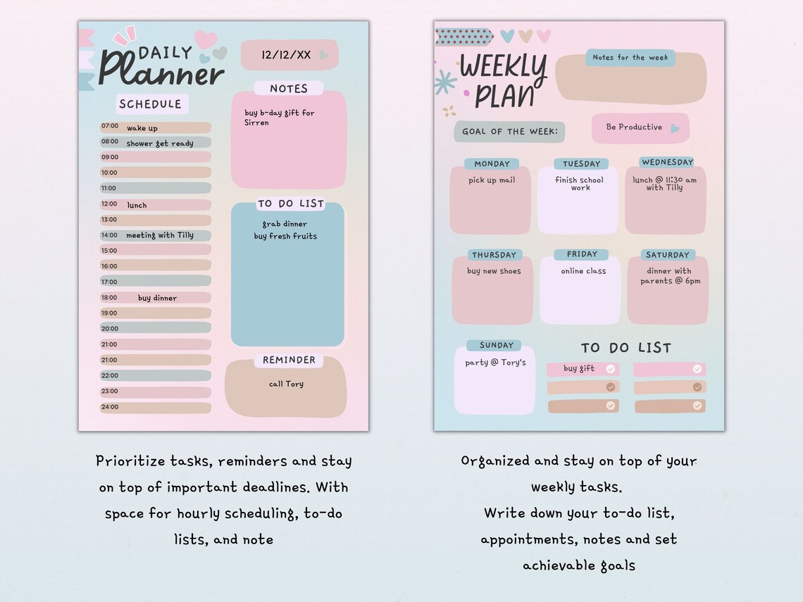 Daily Weekly Monthly Printable Planner, Habit Tracker, Morning Routine ...
