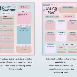 Daily Weekly Monthly Printable Planner, Habit Tracker, Morning Routine ...