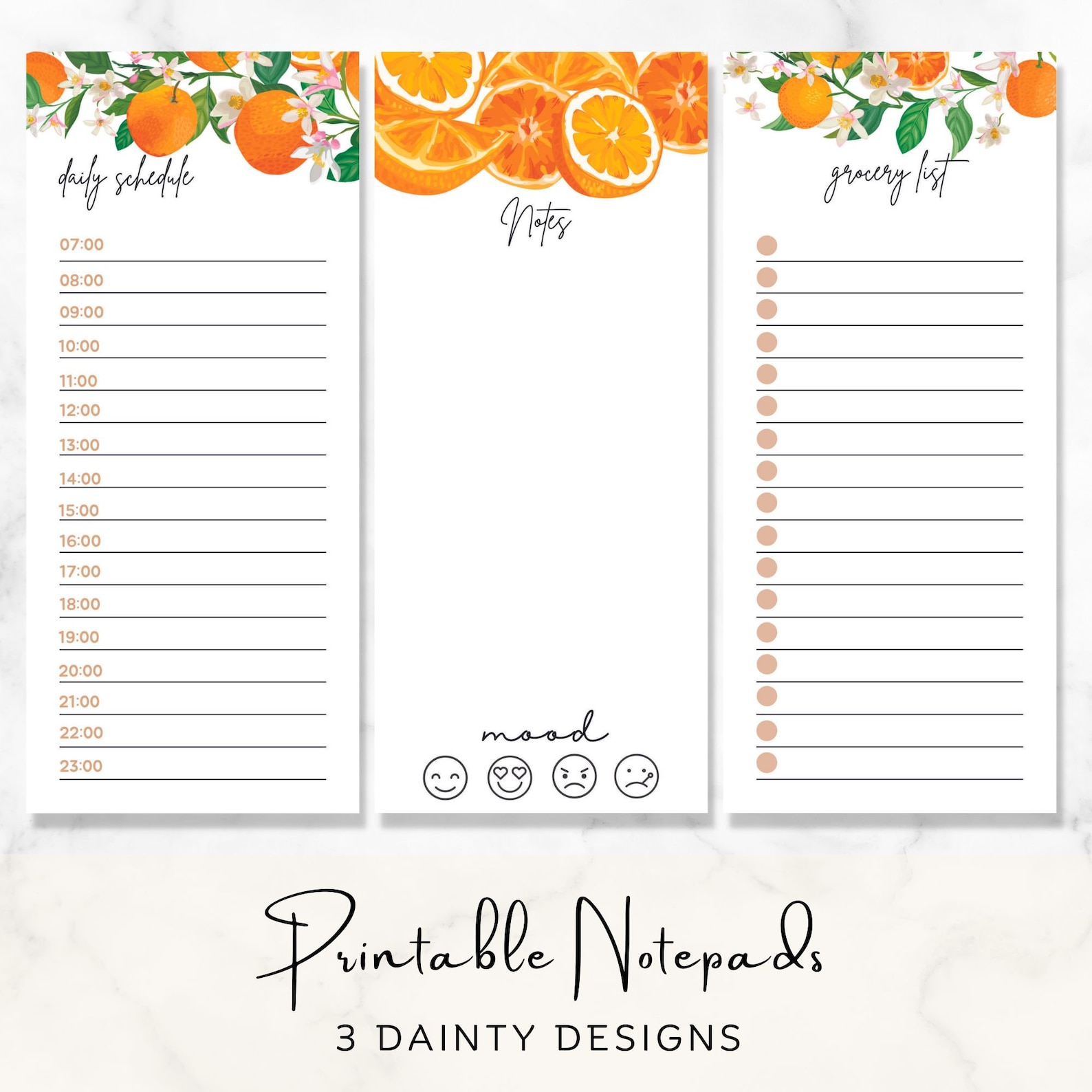 Citrus Printable Notepad Bundle Daily Schedule, Notes, and Grocery List ...