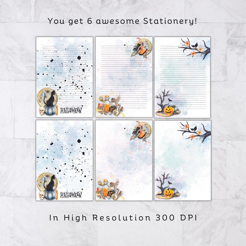 Halloween Printable Stationery Black Cat Stationery Letter - Etsy