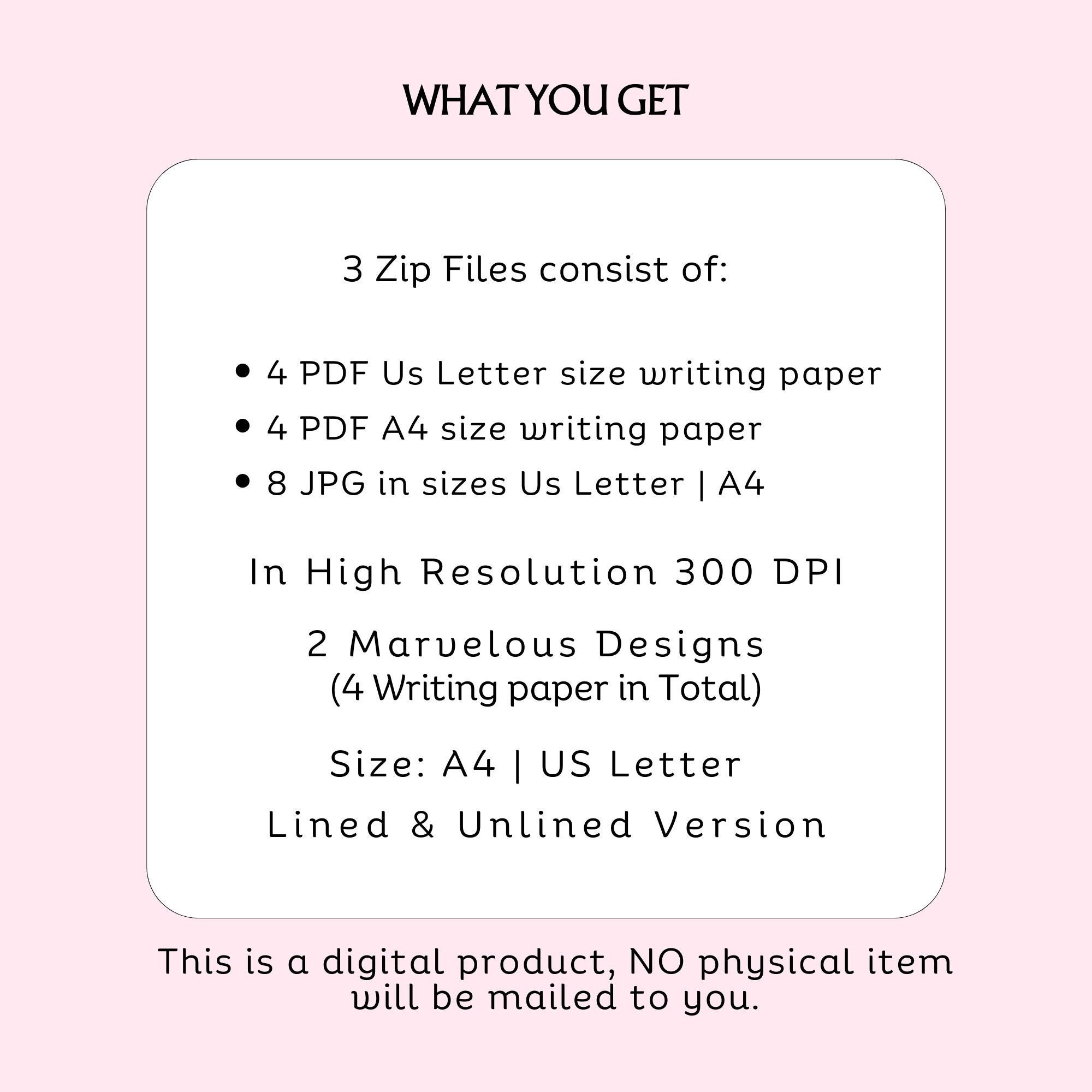 Pink Floral Printable Stationery Letter Writing Paper - Etsy