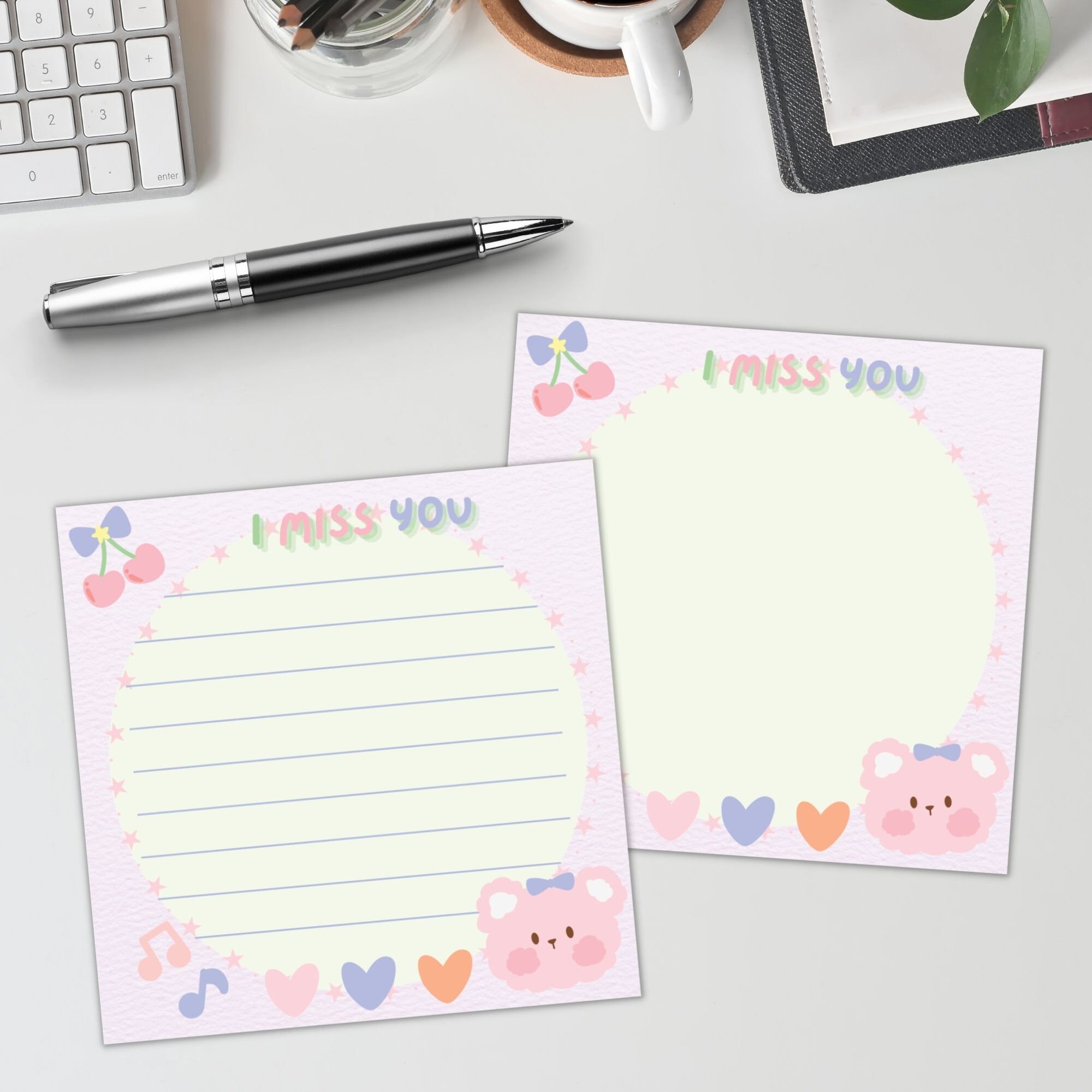 Cute Bear Printable Memo Pad, Digital Notepad, Pretty Sticky Notes ...